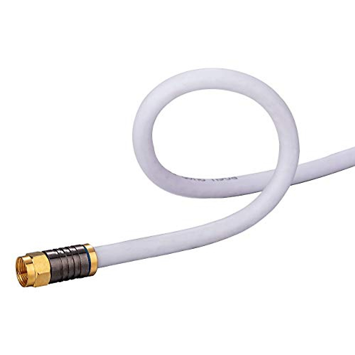 Cables Direct Online 100ft White Quad Shield RG6 Coax Cable F Pin Coaxial Tip BNC Extension Wire for Satellite Dish Cable TV Antenna