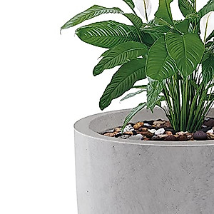 Kante 18.1" 20.4" 22.4" H Round Concrete Modern Tall Planters Set of 3 for Outdoor Indoor, Decorative Plant pots with Drainage Hole & Rubber Plug for Home & Garden Weathered Concrete