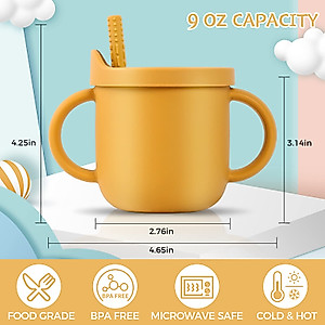LUOWAN Sippy Cup with Straw Silicone Baby Cup with Straw Spill Proof Snack Container 2 in 1 8OZ