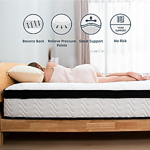 MOLBIUS Queen Mattress | 10 Inch Queen Size Hybrid Mattresses in a Box | Plush Soft Memory Foam and Individual Pocket Springs | Fiberglass Free Bed Matress | Breathable, CertiPUR-US