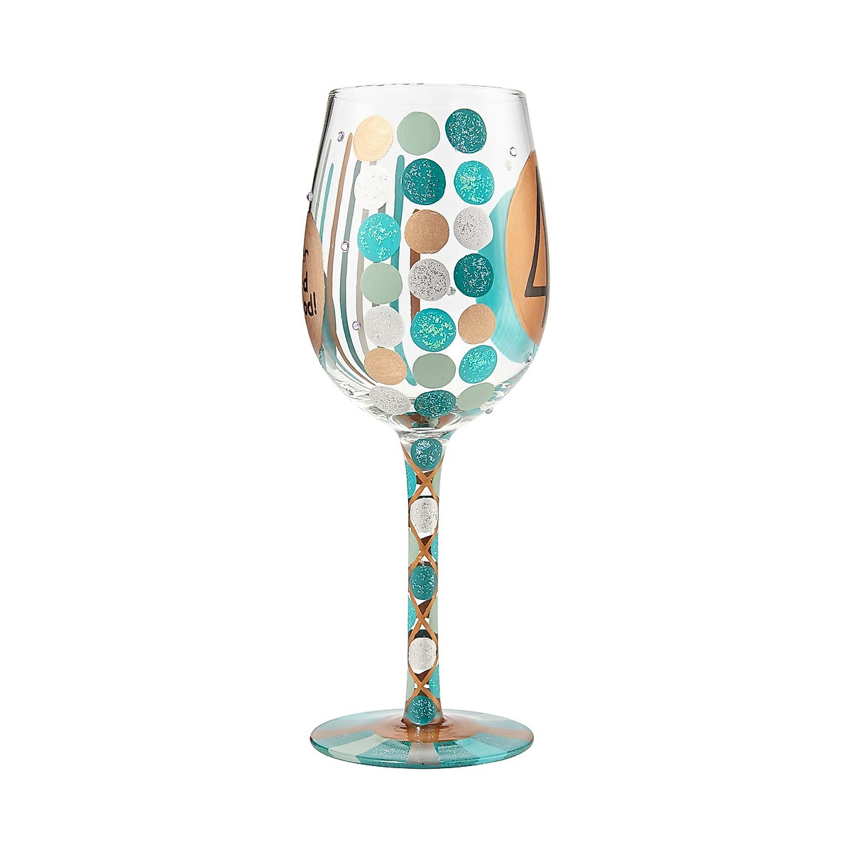 Enesco Designs by Lolita Hand-Painted Artisan, 15 oz. 40th Birthday Wine Glass, 1 Count (Pack of 1), Multicolor