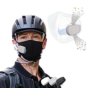 PuriCurrent-Smart, Breathe easy and ventilating by extra air, when wearing face mask or respirator. Auto-detect and regulate humidity by this Mask Fan & Personal Purifier, for more efficient (Gray)