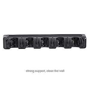 Mop Broom Holder Garden Tools Wall Mounted Organizer Storage Hooks Garage Storage Rack Hanger 5 Position and 6 Hooks for Home Kitchen Garden Organizing