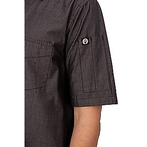 Chef Works Men's Detroit Short Sleeve Denim Shirt, Black, Small