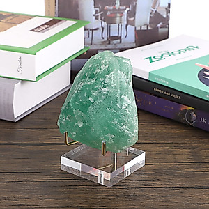 Hipiwe Clear Acrylic Display Stand Holder with Adjustable Metal Arms Display Easel Stands for Gemstones Fossils Minerals Agate Slabs Plates Crystals Saucers Collectibles, 2.4x2.4x4.1 inch