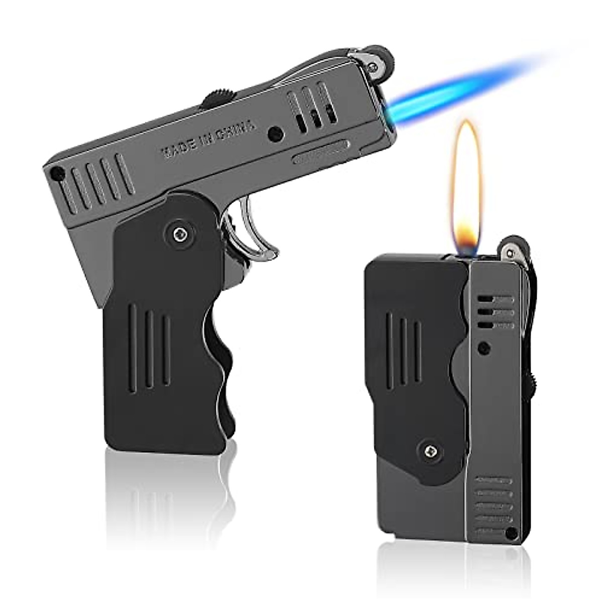 Morisk Torch Lighter Switchable Soft / Jet Flame, Butane Pipe Lighter Refillable with Lockable Function, Cool Foldable Lighters Unique Gift for Men(Butane Not Included)