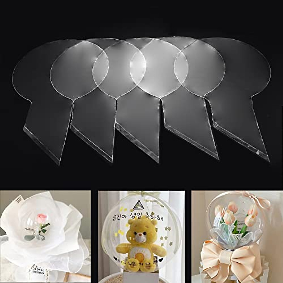 5PCS Clear Bobo Balloons,24 inch Bubble Balloon,3.7 Inch Wide Mouth Design to Stuffing Gifts for Christmas Wedding Birthday Party Decorations,Balloon Stuffing Machine Dedicated