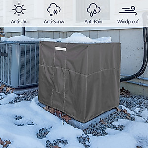 Yesland Square Air Conditioner Cover - 34 x 34 x 30 Inches - Durable AC Cover Water Resistant Fabric Windproof Design for Outside Units