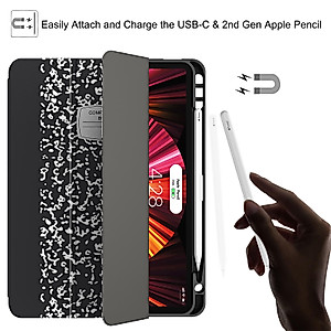 Soke for iPad Pro 11 Case (M2) 2022/2021/2020 with Pencil Holder - [Full Body Protection + Apple Pencil Charging + Auto Wake/Sleep], Soft TPU Back Cover for 2022 iPad Pro 11 inch(Book Black)