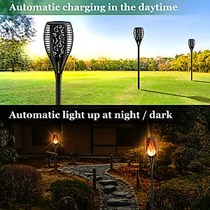 Balight Solar Torch Lights, 43in 96 LED Waterproof Flickering Flames Solar Lights Outdoor Landscape Decoration Lighting Dusk to Dawn Auto On/Off Security Torch Light for Patio Garden Yard Driveway
