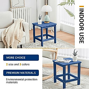 UDPATIO Outdoor Side Table for Patio, XL Square Adirondack Table Pool Composite Patio Table, HDPE End Tables for Outside Backyard, Pool, Indoor Companion, Easy Maintenance All Weather