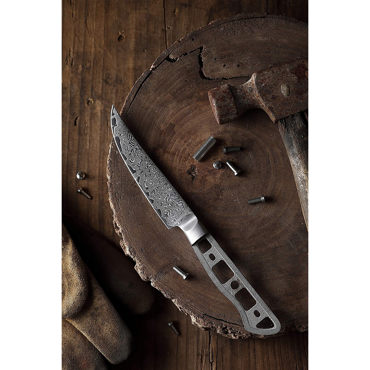 KATSURA Woodworking Project Kit – Steak Knife Blank – 4.5 Inch – Non-Serrated Blade – Japanese Premium AUS 10, 67 Layers Damascus Steel – NO LOGO