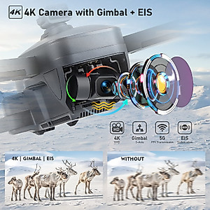 Tucok 193MAX2 Drones with Camera for Adults 4K for Obstacle Avoidance,9800ft Video Long Range Transmission,3-Axis Gimbal+EIS,54Mins Long Flight Time GPS Auto Return Quadcopter with 2 Batteries, Level 7 Wind Resistance