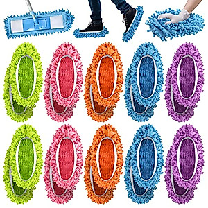 20pcs Mop Slippers Shoes Cover Mop Slippers for Floor Cleaning Mop Socks Soft Washable Reusable Microfiber Foot Socks Floor Dust Dirt Hair Cleaner for Bathroom Office Kitchen House Polishing Cleaning