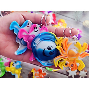 Roaqua 30 Packs Bulk Spider Ghost Pumpkin Bat Push Fidget Bubble Mini Pop Fidget,Small Halloween Party Favors Supplies and Classroom Student Prizes Gifts