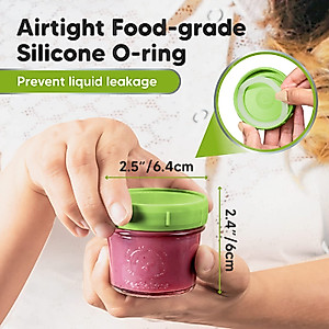 Keababies 12-Pack Baby Food Glass Containers and Silicone Baby Food Freezer Tray with Clip-on Lid - 4 oz Leak-Proof, Microwavable, Baby Food Storage Container - Baby Food Silicone Freezer Molds