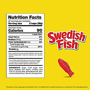 SWEDISH FISH Mini Soft and Chewy Candy Fun Size, Individually Wrapped Packs, 64 Count Bulk