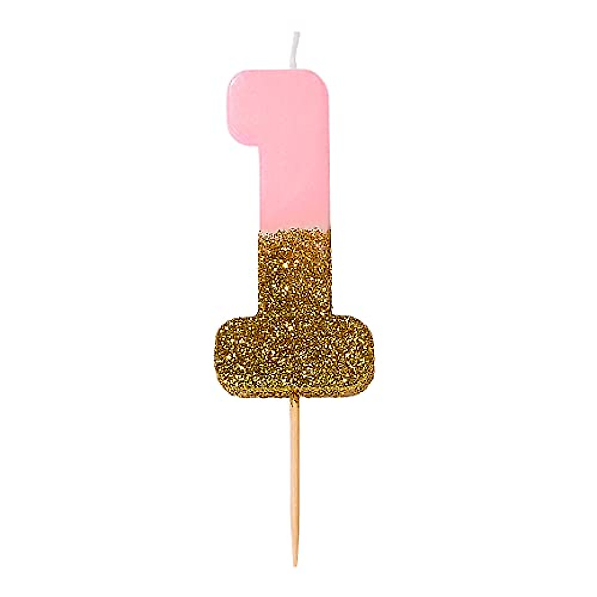 Talking Tables Pink Number 1 Candle with Gold Glitter Premium Quality Cake Topper Decoration For Kids, Adults, Teenagers, 1st Birthday Party, Anniversary, Milestone Age, 3"