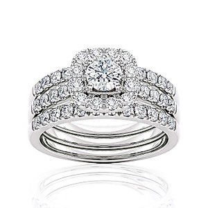 Beverly Hills Jewelers 1 Carat Diamond Engagement Ring - 14 Karat White Gold Diamond Ring for Women Diamond Engagement Ring (Size 7)