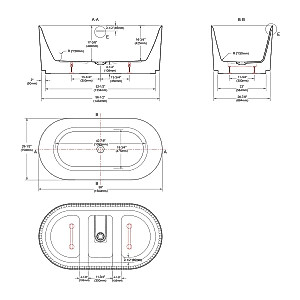 Dowell Fluted Acrylic Soaking Tub 59", Matte White