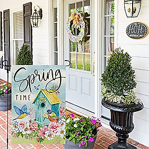 CROWNED BEAUTY Spring Time Garden Flag Floral 12x18 Inch Double Sided for Outside Birds Burlap Small Yard Holiday Decoration CF751-12