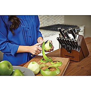 Calphalon Kitchen Knife Set with Self-Sharpening Block, 15-Piece Classic High Carbon Knives