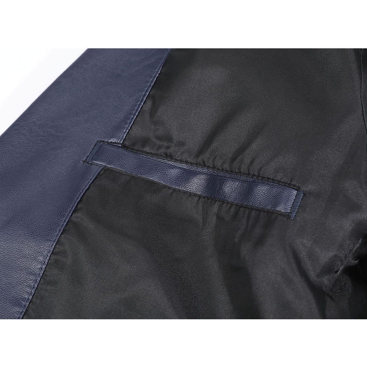 CHARTOU Men's Regular Fit Button Down Lined Business Lambskin Leather Jacket Blazer with Pockets (X-Large, Navy)