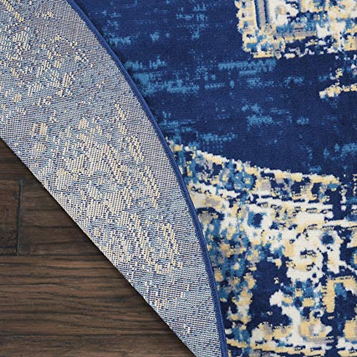 Nourison Grafix Persian Navy Blue 8' x ROUND Area Rug, Easy -Cleaning, Non Shedding, Bed Room, Living Room, Dining Room, Kitchen (8 Round)