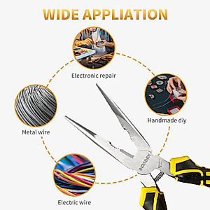 BOOSDEN® 8 inch Needle Nose Pliers with Side Cutters, Precision Long Nose Pliers with Wire Cutters, Professional Needle Nose Spring Loaded Pliers, Used for Cutting Clamping Pinching Jewelry Making