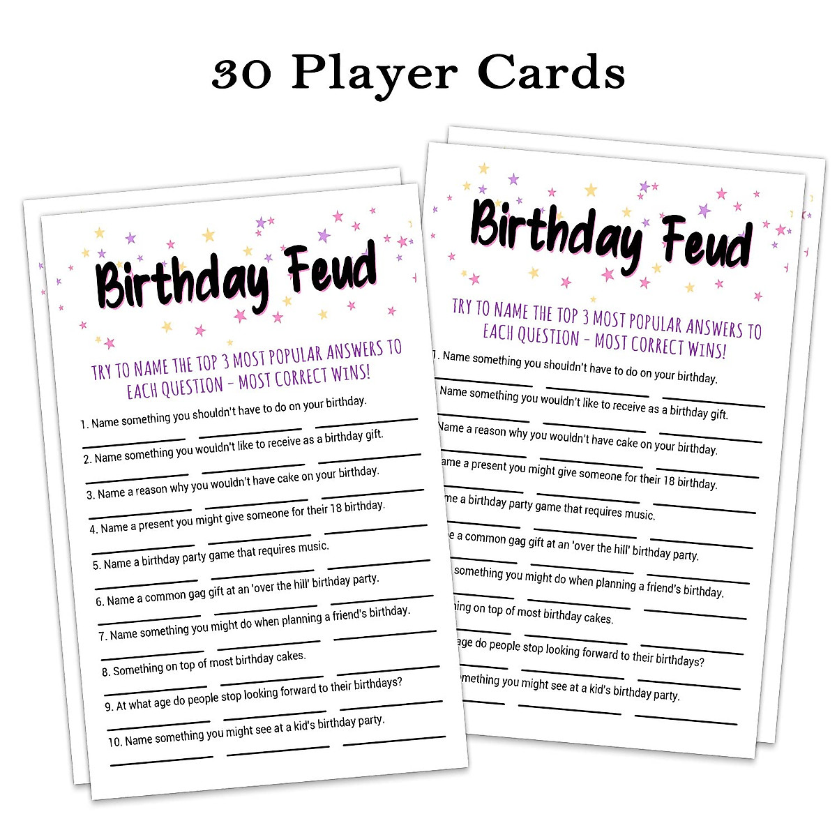 Adult Birthday Party Game, Birthday Feud Birthday Game Cards, Adult Birthday Party Game, Fun Novelty Cards for Birthday, Birthday Party Supplies Game Idea, 5 * 7 inches
