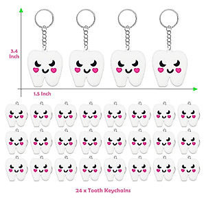 CiciBear 24 Pack Tooth Keyring Party Decorations for First Tooth?Teeth Party,First Birthday,Clinic Graduation