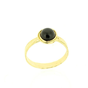 Black stone gold ring, Onyx gold ring, 14k gold plating stone ring band, Stacking stone ring, Small stone gold ring (onyx, 6)
