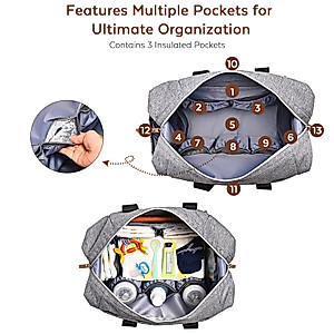 Dikaslon Diaper Bag Tote with 2 Pack Stroller Hooks, Pacifier Case and Changing Pad, Large Travel Diaper Tote for Mom and Dad, Multifunction Baby Bag for Boys and Girls