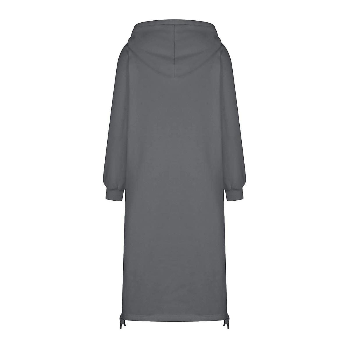 Beessbset Womens Fall Casual Hoodies Dress Solid Color Long Sleeve Drawstring Mixi Dress Pocket Side Split Fashion Streetwear