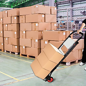 2 in 1 Aluminum Hand Truck & Ladder 3 Step Ladder Step Stool for Adults with Wide Anti-Slip Pedal and 6’’ Rubber Wheels 330lbs Capacity Sturdy Steel Ladder Portable Steel Step Stool Dolly