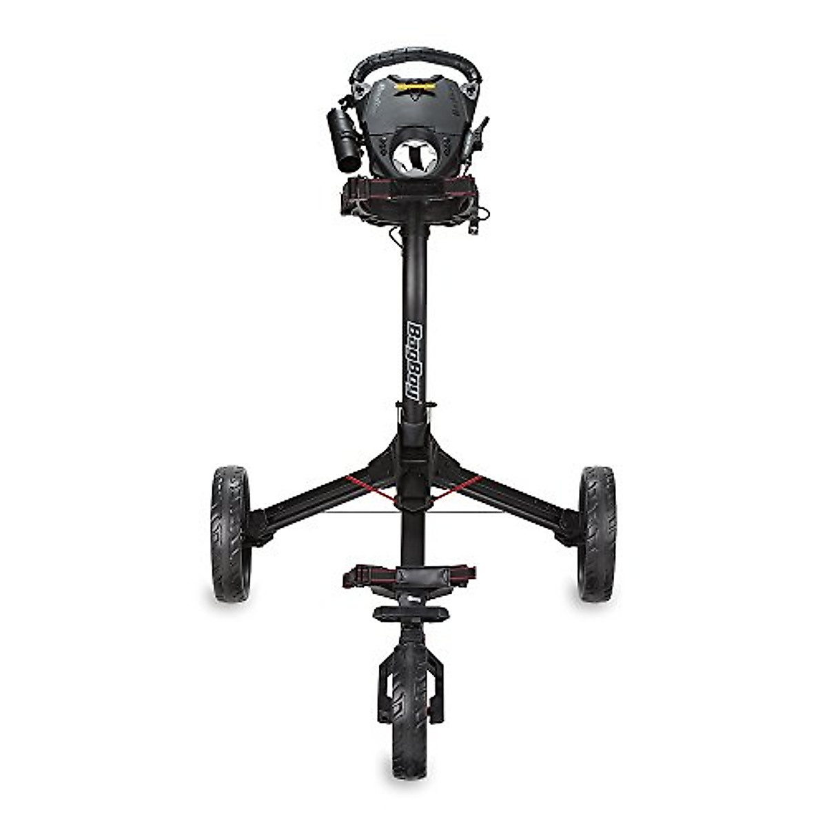 Bag Boy Compact 3 Golf Push Cart, Easy Three-Step Open & Close, Scorecard Console, Beverage Holder, Mobile Device Holder, Handle Mounted Parking Brake