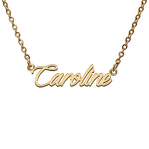Caroline Name Tag Necklaces for Her His Friends Familys Relationship Memory Jewelry Gift