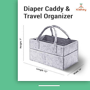 Kishey Baby Diaper Caddy Organizer Nursery Storage Bin - Portable Car Organizer for Baby Travel