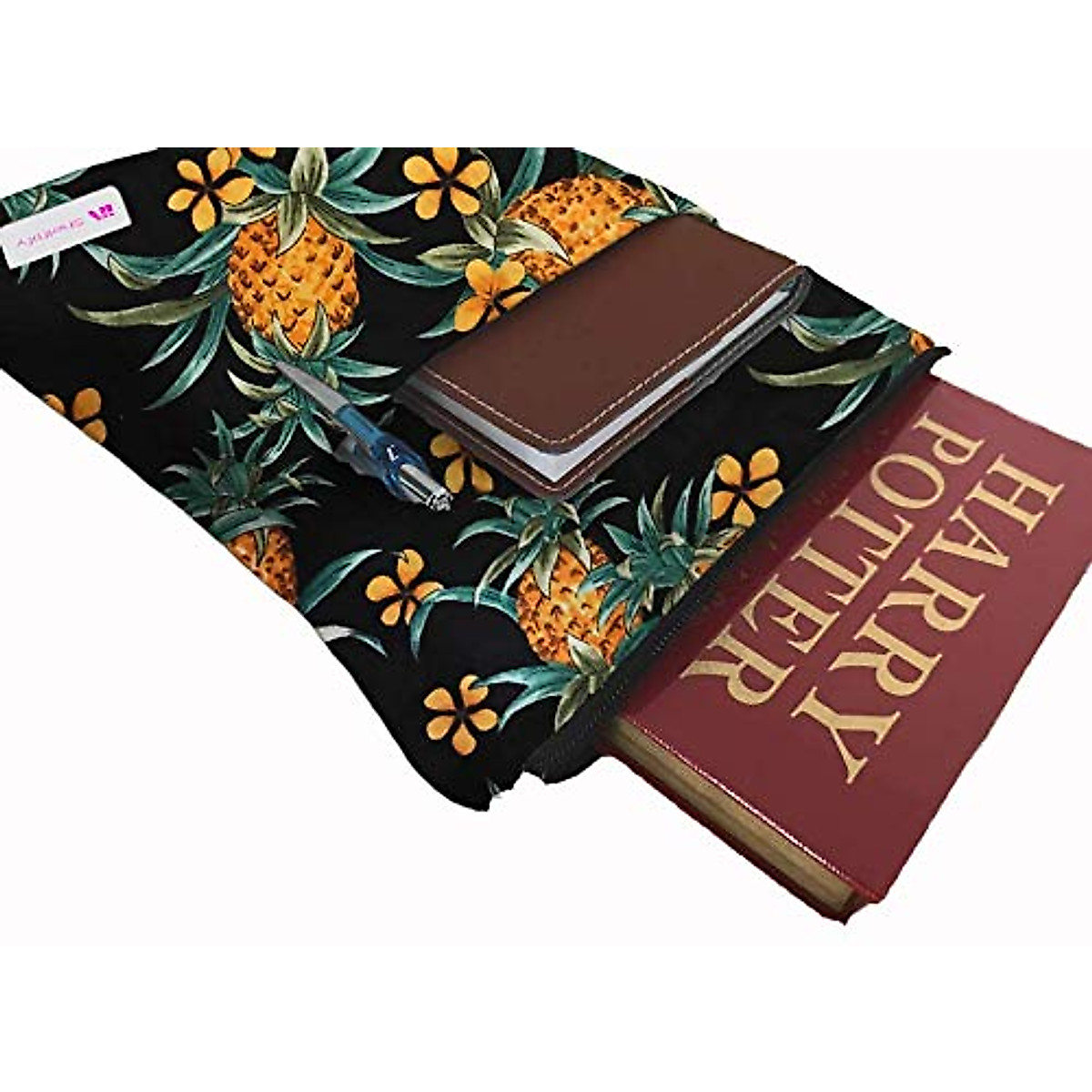 Pineapple Book Sleeve - Book Cover for Hardcover and Paperback - Book Lover Gift - Notebooks and Pens Not Included