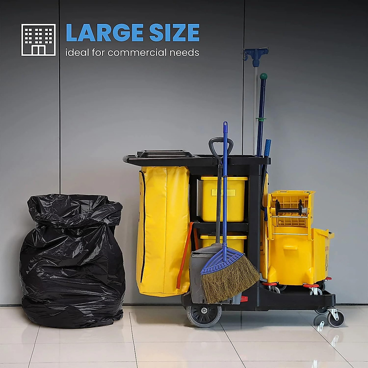 ToughBag 55 Gallon Trash Bags, 35 x 55” Large Industrial Black Trash Bags (50 COUNT) - 55-Gallon Outdoor Garbage Bags for Commercial, Janitorial, Lawn, Leaf, and Contractors - Made in USA