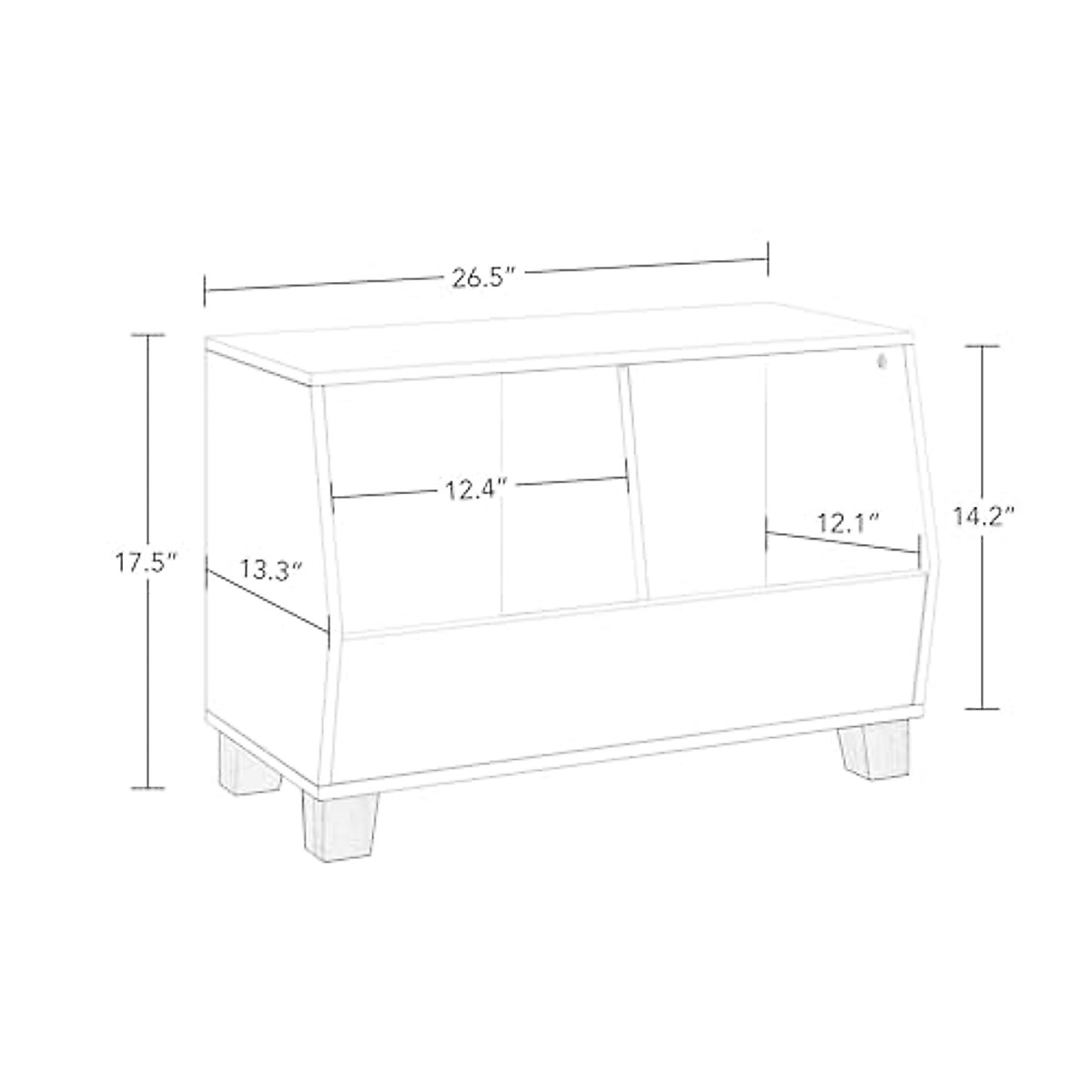 RiverRidge Kids Catch-All Toy Organizer with 2 Compartments - 27” Cubby Storage Organizer Book Nook Child-Friendly Design for Playroom