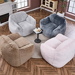 Homguava Giant Bean Bag Chair,Bean Bag Sofa Chair with Armrests, Bean Bag Couch Stuffed High-Density Foam, Plush Lazy Sofa Comfy Chair,Large BeanBag Chair for Adults in Livingroom,Bedroom (Grey)