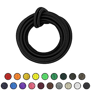 SGT KNOTS Marine Grade Bungee Cord - 100% Elastic Cord, Dacron Polyester Bungee Shock Cord for DIY, Tie Downs, Commercial Uses | 1/4" x 25 ft, Black