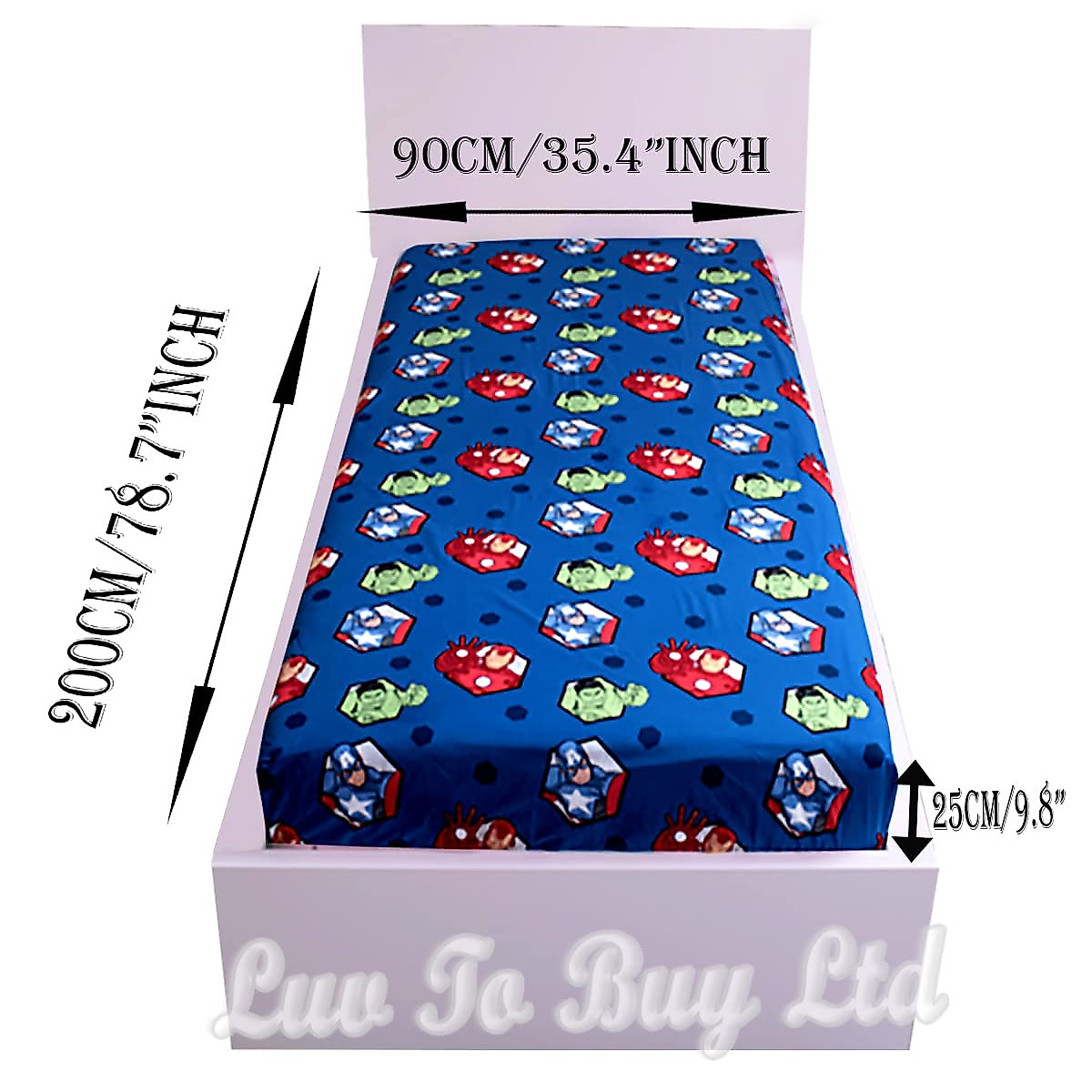 Superheroes Marvel Avengers Single Fitted Sheet Blue – 100% Cotton ‎602.04.0229.20.JF