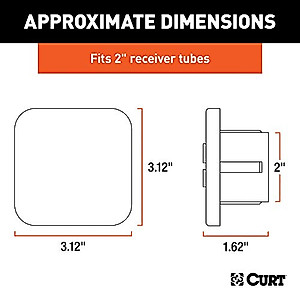 CURT 22276 Rubber Trailer Hitch Cover, Fits 2-Inch Receiver, Black