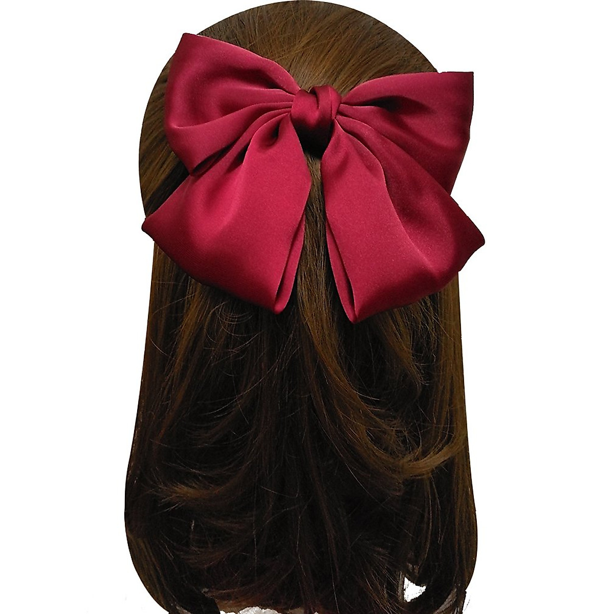 PIDOUDOU Set of 6 Big Satin Solid 8 Inch Bow Hair Clips Women Barrettes