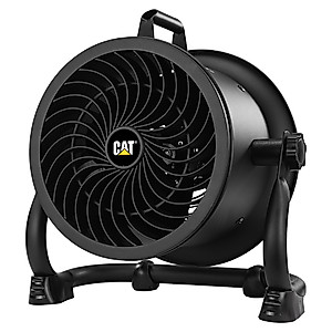 CATERPILLAR CAT HVD-9AC - 9" High-velocity Drum Air Circulator Fan with 360-degree Pivoting Head and Dual Ball Bearing 4-speed Motor, Black