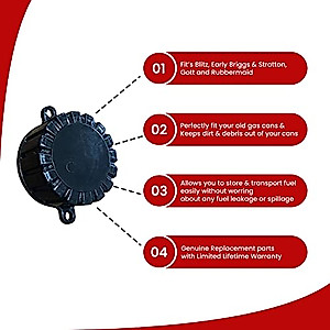 KP KOOL PRODUCTS Gas Can Cap - Solid Base Gas can Cap Replacement (1-Coarse and 1-Fine Thread) - Fits Most 1/2/3/5 Gallon Gas can - caps are 1-3/4". Please Check Your can Dimensions Before You Buy