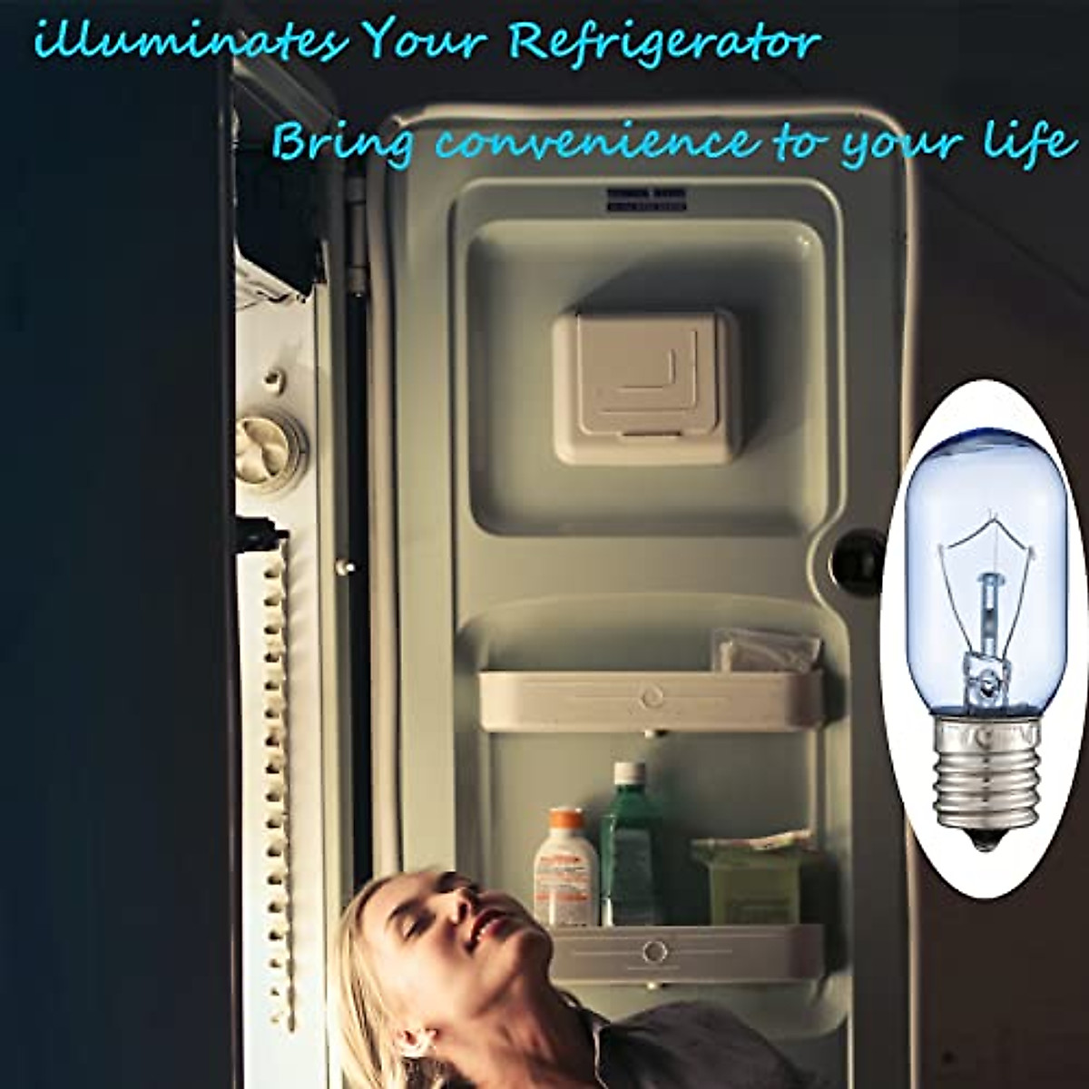 297048600 241552802 AP3770086 1056577 AH976993 EA976993 PS97699 Refrigerator Light Bulb Compatible with Frigidaire Kenmore Whirlpool KitchenAid Electrolux Refrigerators T8 E17 40Watt Light Bulb,2 pack