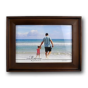 Spiretro 5 x 7 inch Country Scoop Wide Molding, Natural Solid Wood Picture Frame with Real Glass, Vertically and Horizontally Display for Desk and Wall Mounting Photo Frame, Plain Honey Brown
